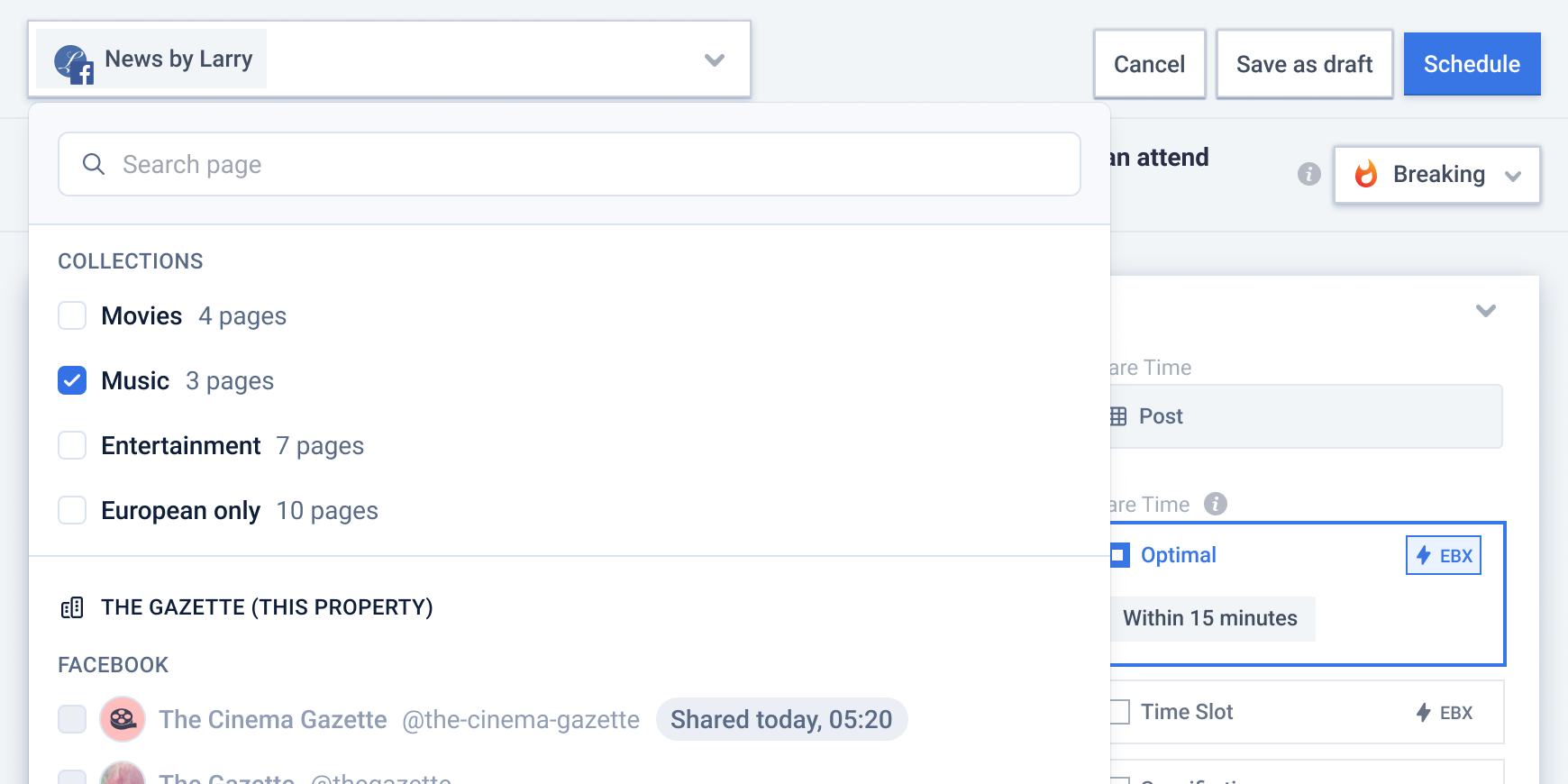 How can I create a collection of pages for one-click cross-sharing ...